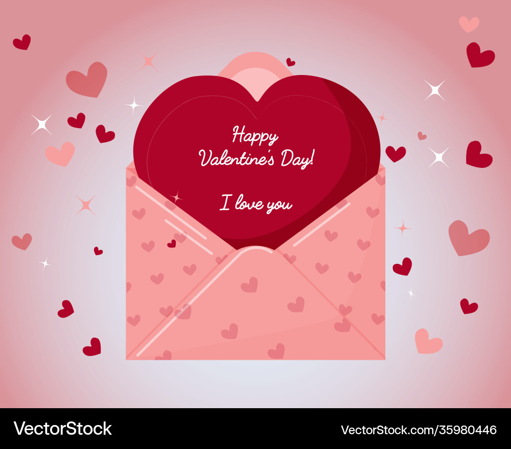 Background with hearts valentines envelope Vector Image