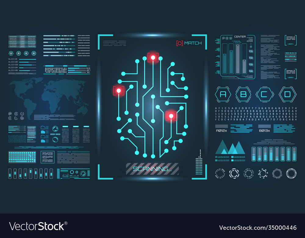 Biometric identification personality scanning Vector Image Biometric identification personality scanning Vector Image