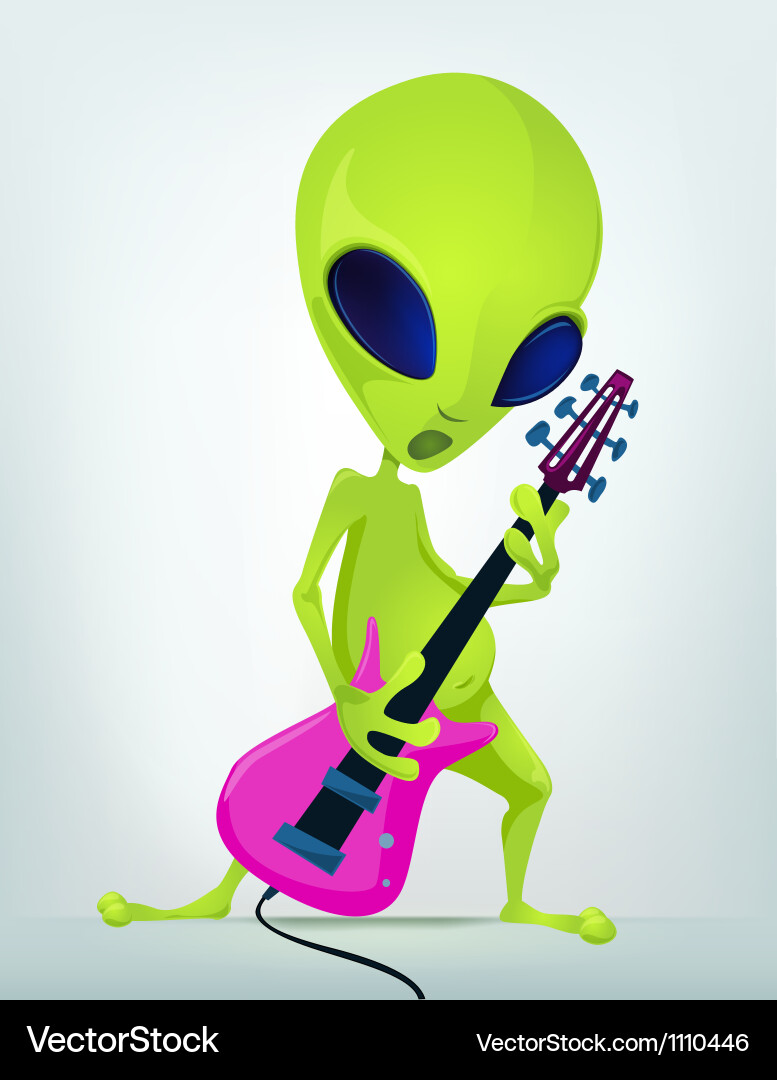 Cartoon alien guitar Royalty Free Vector Image