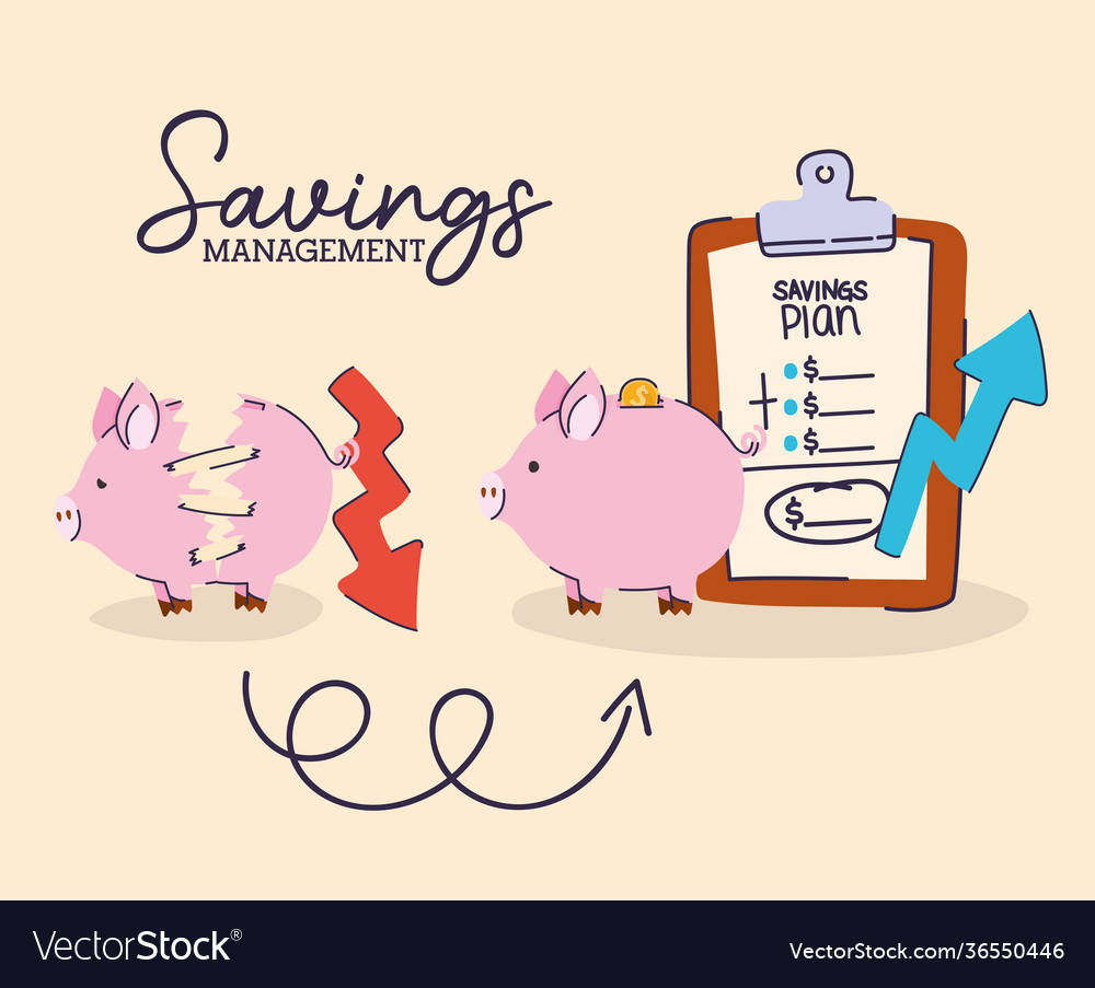 Checklist with saving plan Royalty Free Vector Image