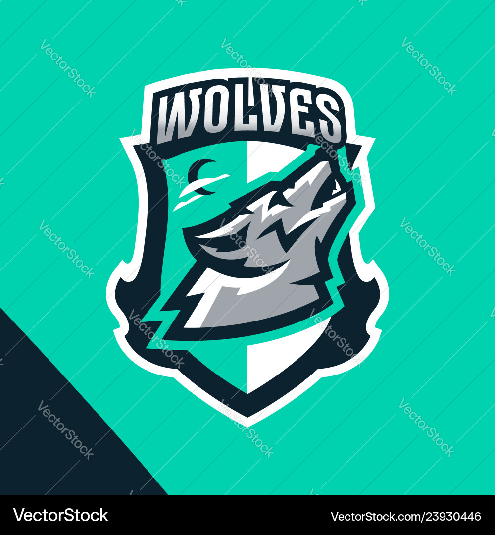 Colorful emblem howling wolf logo badge Royalty Free Vector