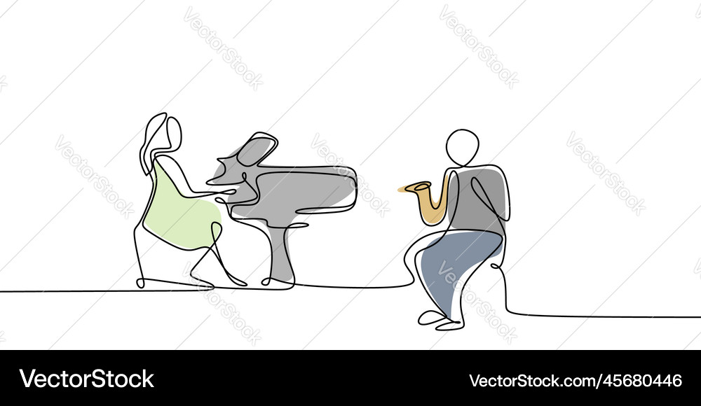 Continuous line drawing of two people playing Vector Image