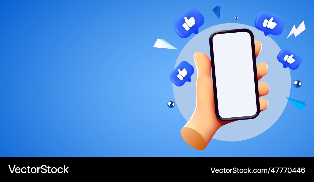 Cute cartoon hand holding mobile smartphone Vector Image