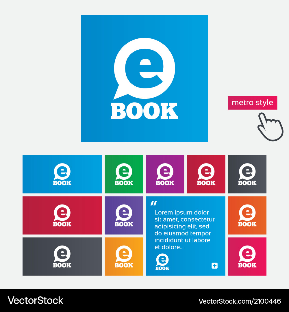 E-book sign icon electronic book symbol Royalty Free Vector