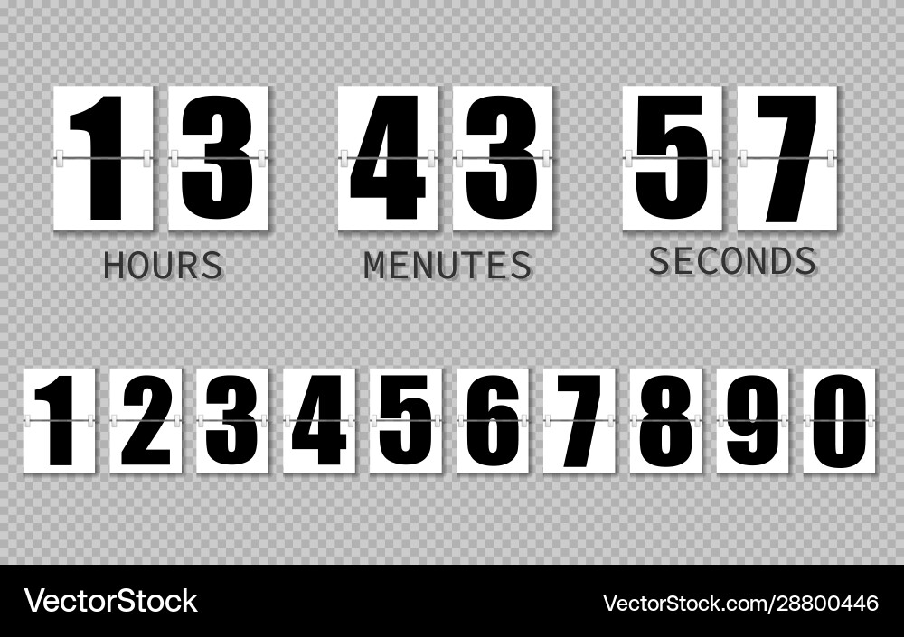 Flip clock showing how much time hours minutes Vector Image