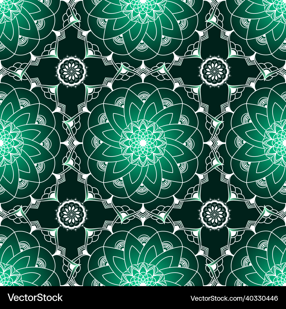 Hand drawn seamless pattern of green ornate Vector Image