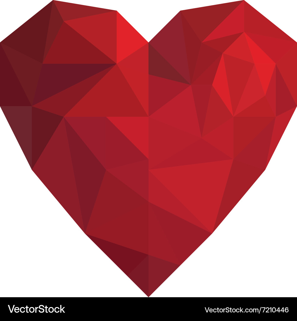 Heart in low poly triangle style for valentine day