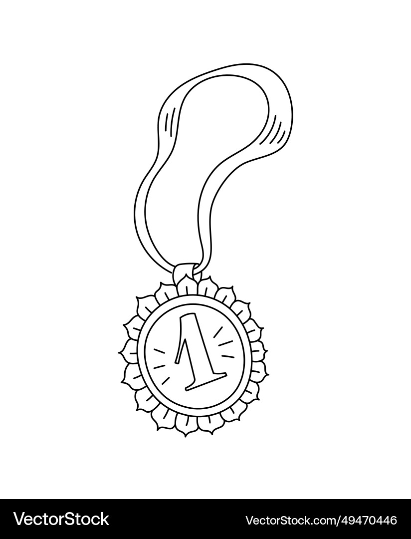 Medal first place competition award hand drawn Vector Image
