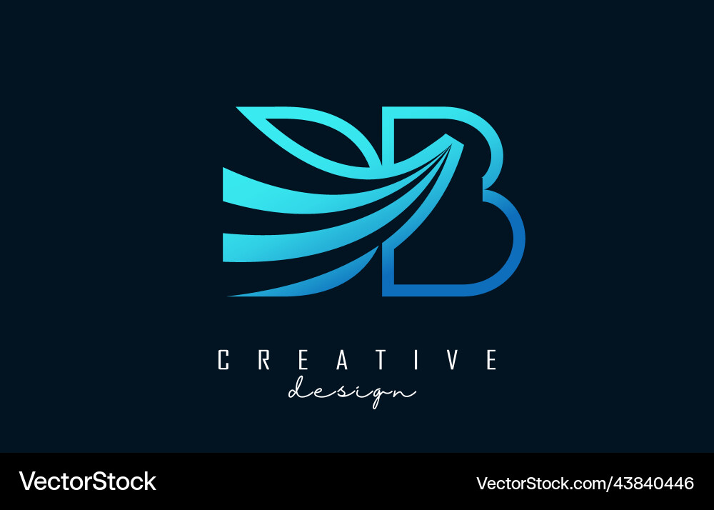 Outline blue letters db d b logo with leading Vector Image