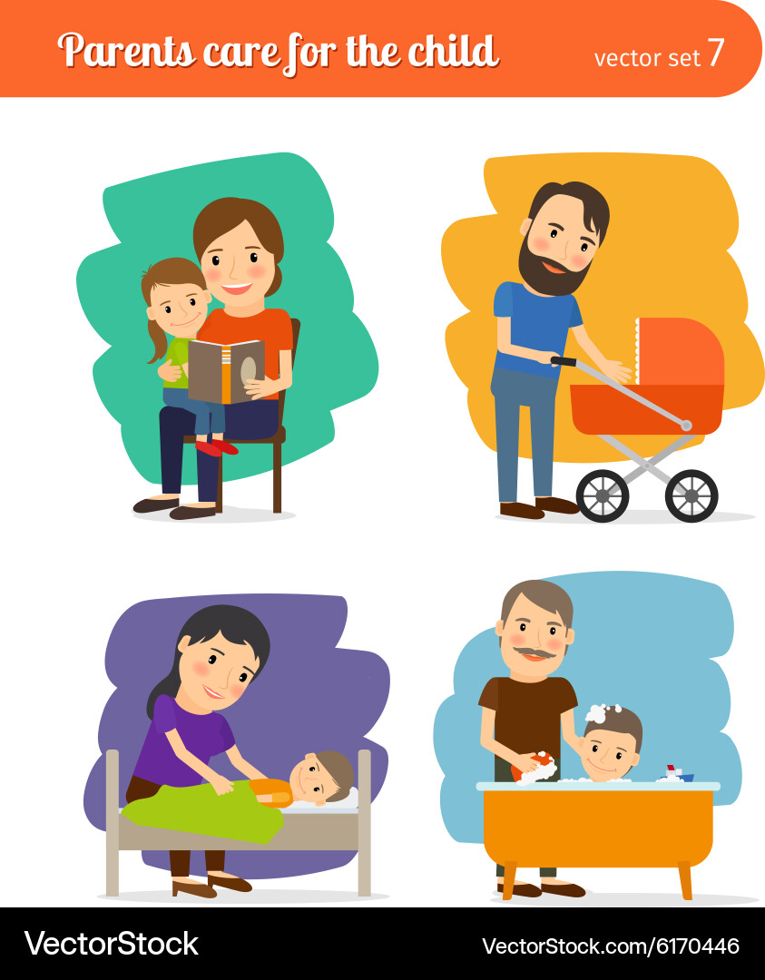 Parents care for the child Royalty Free Vector Image