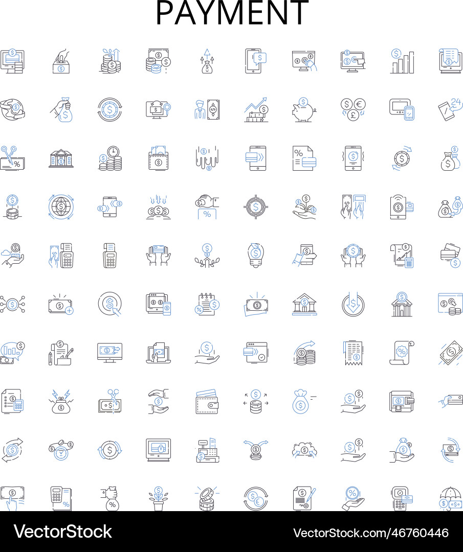Payment outline icons collection fee remittance Vector Image