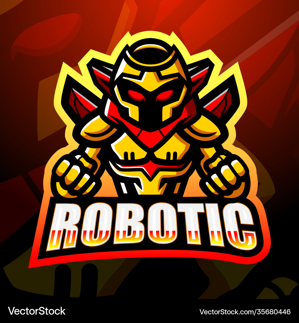 Robotic mascot esport logo design Royalty Free Vector Image