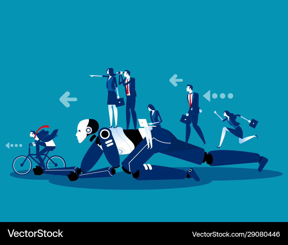 Robotics in business concept business Royalty Free Vector