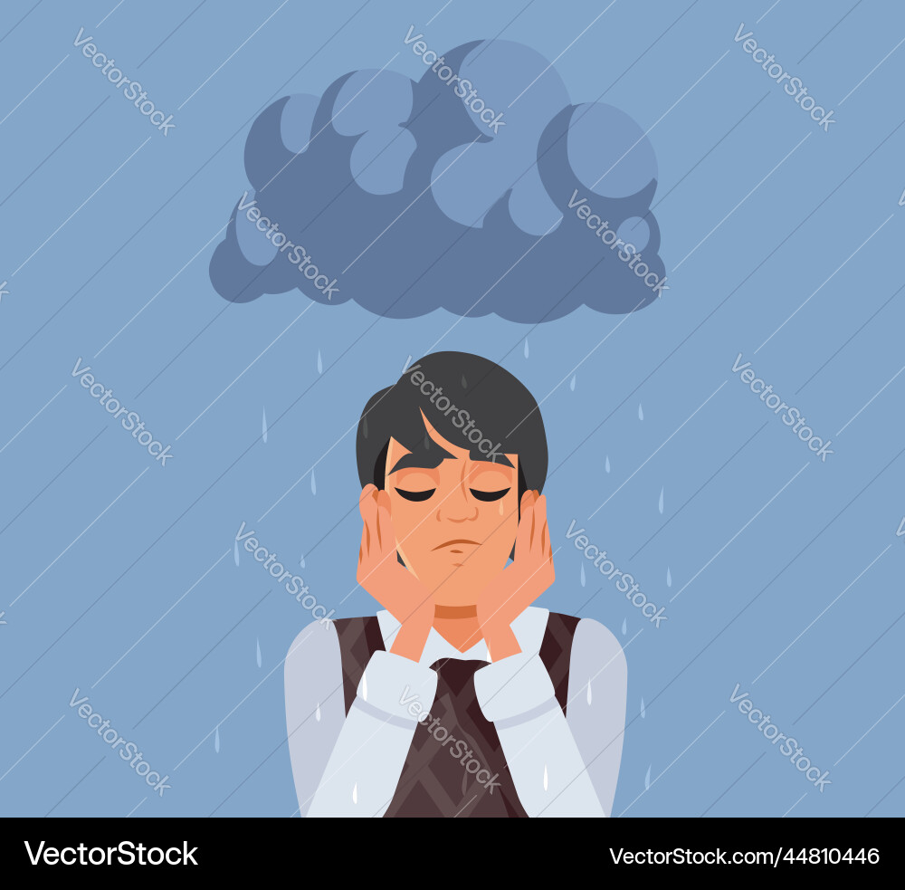 Sad unhappy man having bad lucy concept Royalty Free Vector