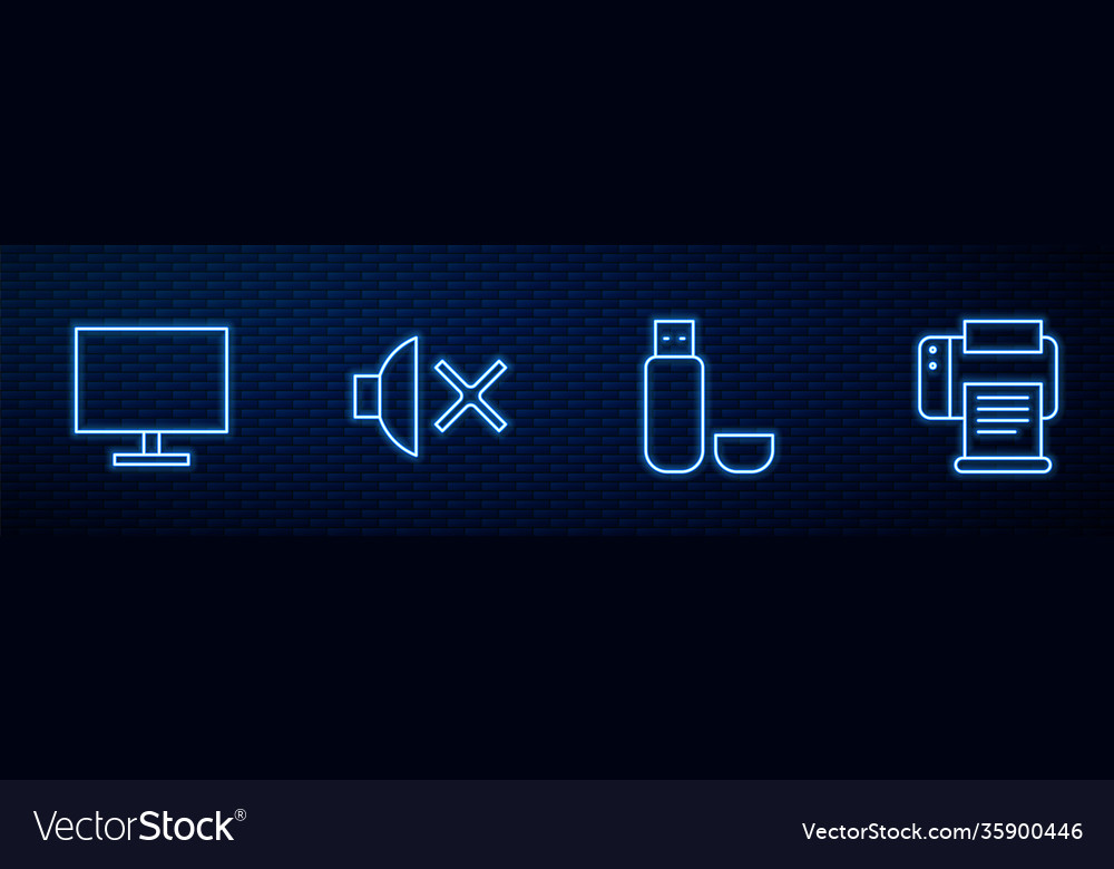 Set line usb flash drive computer monitor screen Vector Image Set line usb flash drive computer monitor screen Vector Image