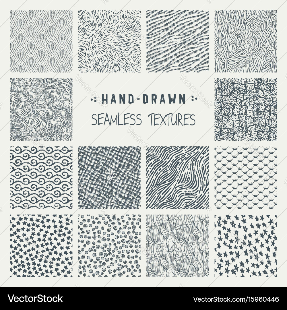 Set of hand drawn marker and ink patterns Vector Image