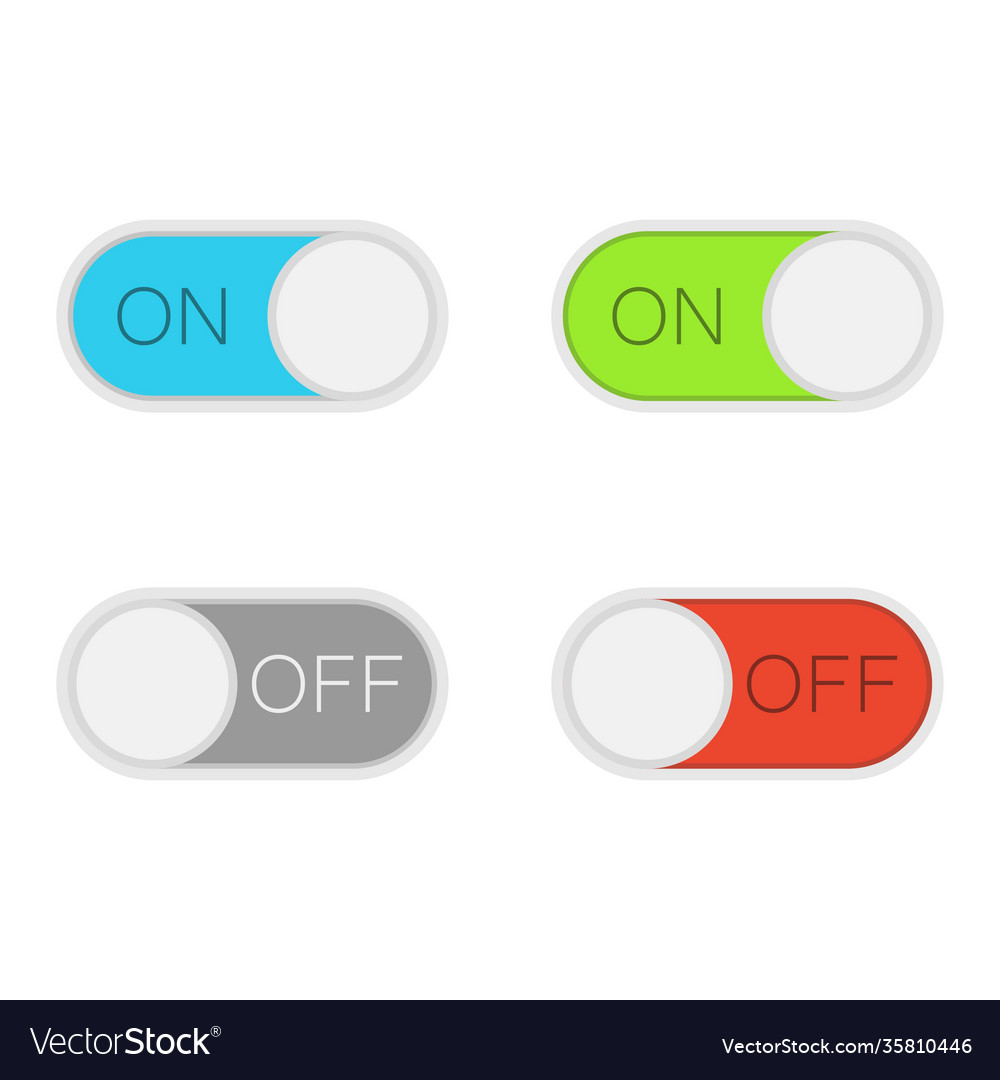 Set toggle switch buttons on and off template Vector Image