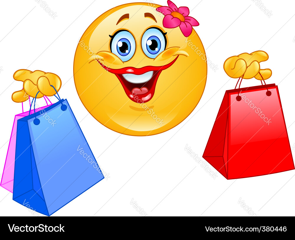 Shopping emoticon Royalty Free Vector Image - VectorStock