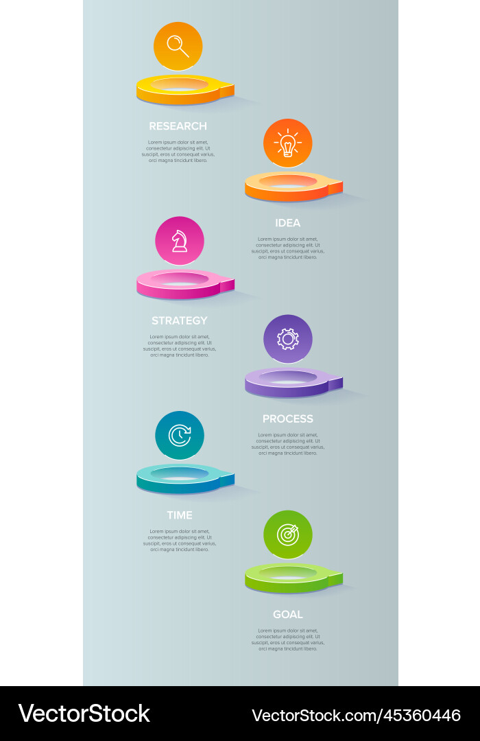 Vertical infographic design with icons and 6 Vector Image