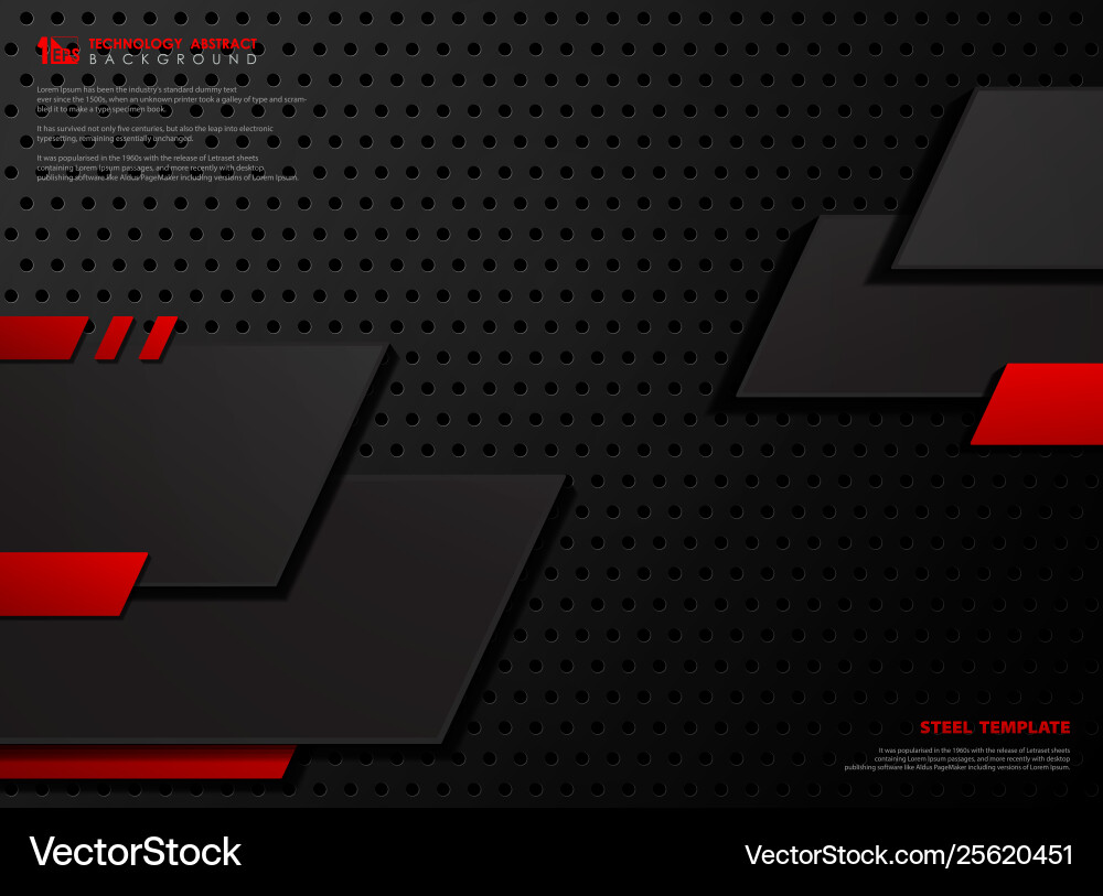 Abstract modern red and black steel template Vector Image