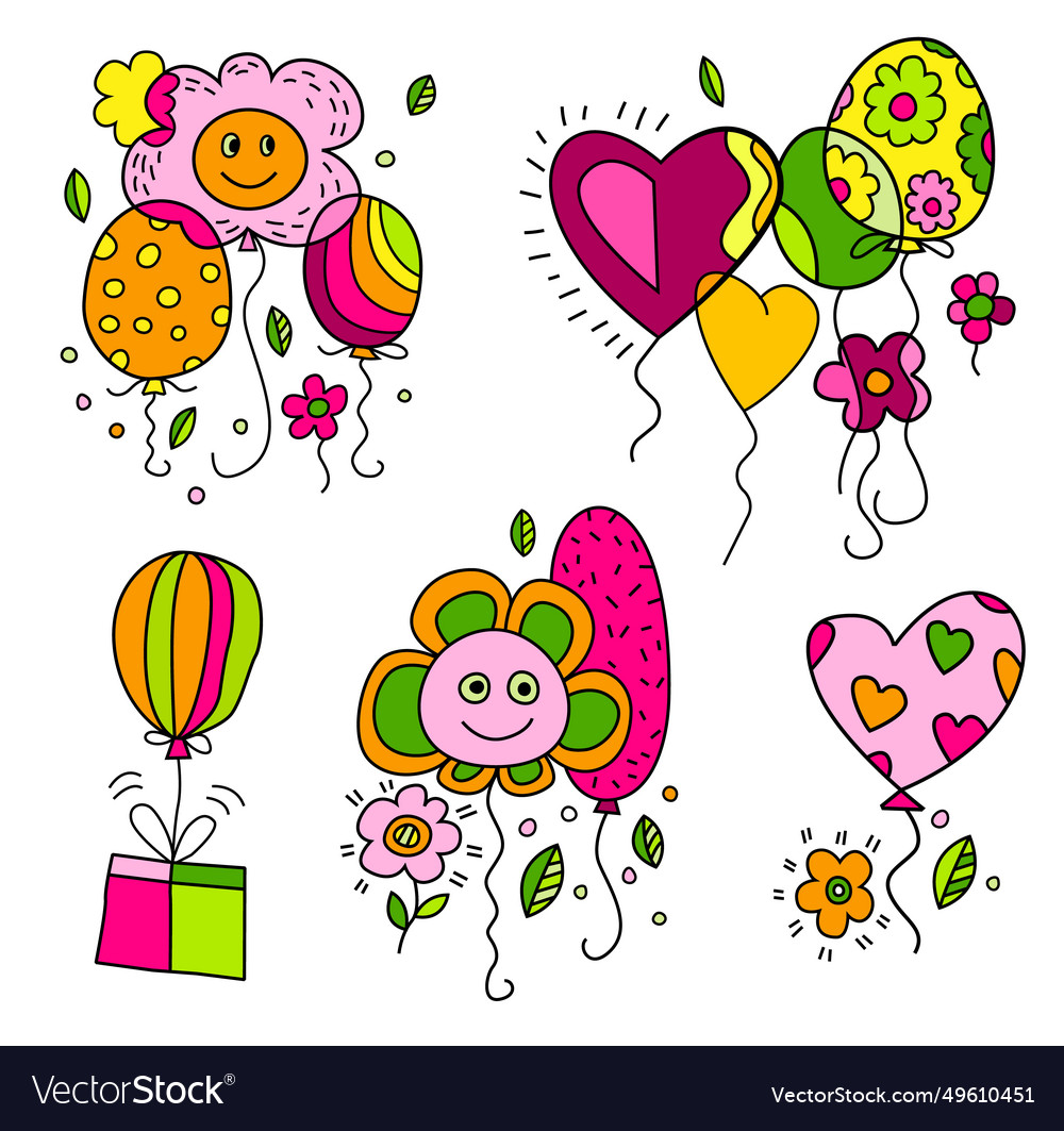 Balloons decoration set editable Royalty Free Vector Image