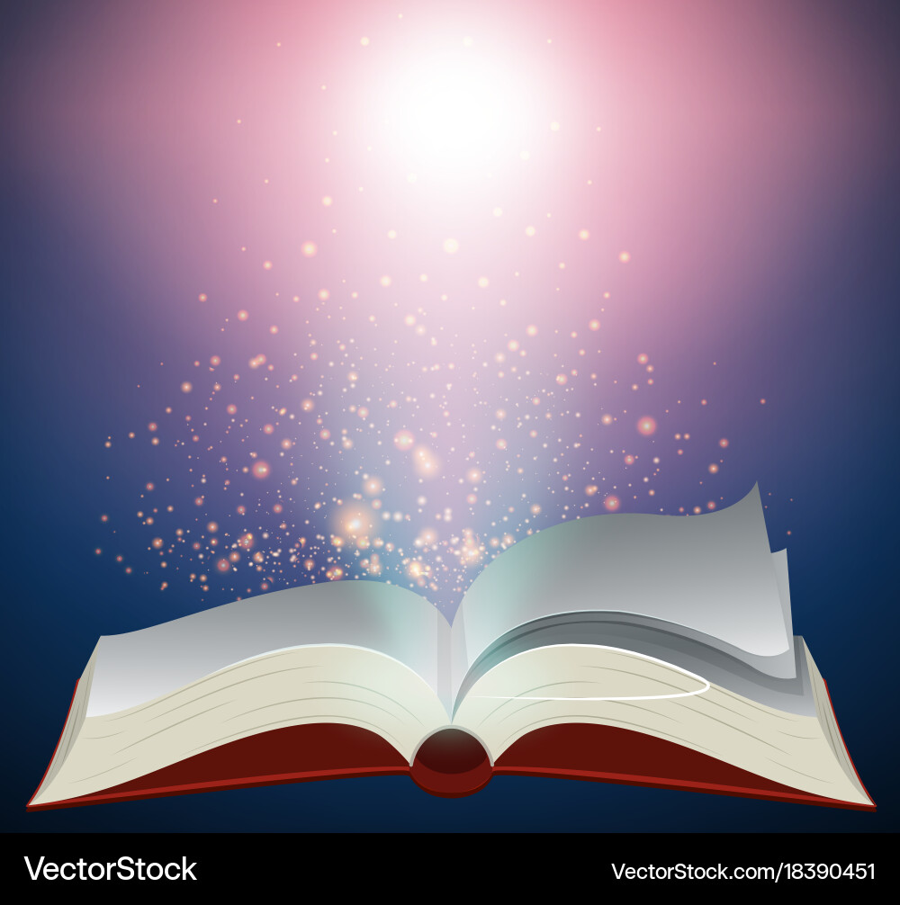 Blank book with bright light Royalty Free Vector Image
