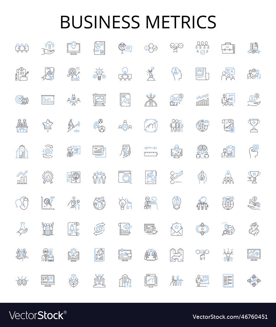 Business metrics outline icons collection revenue Vector Image