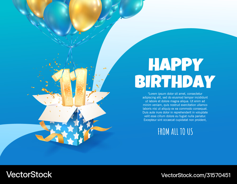 Celebrating 11 th years birthday Royalty Free Vector Image