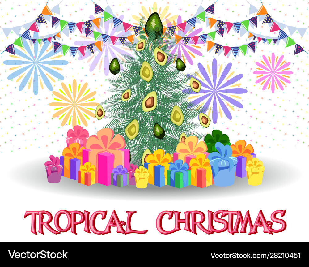 Christmas tree made tropical monstera leaves Vector Image