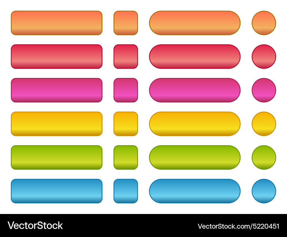 Colorful set of blank buttons Royalty Free Vector Image