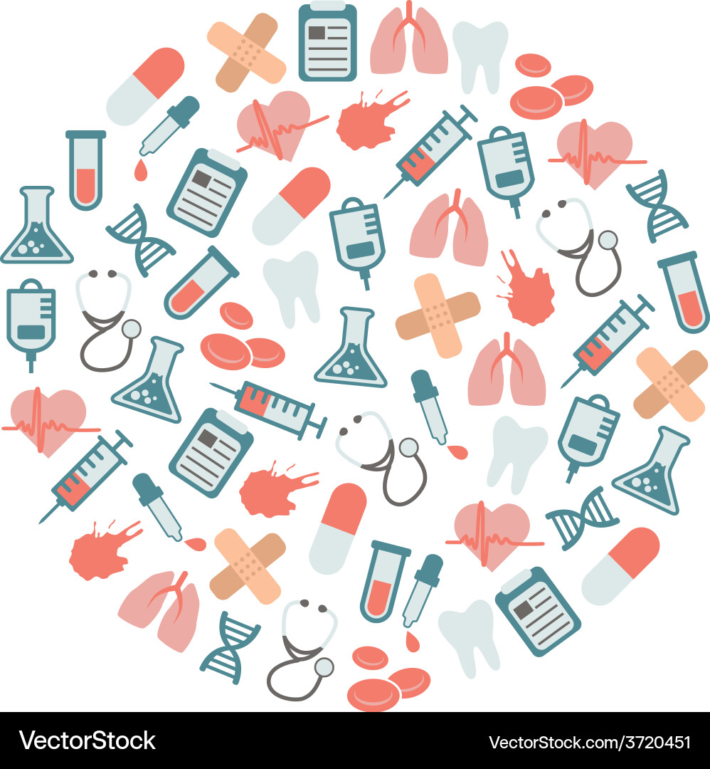 Doctor flat icons in circle Royalty Free Vector Image