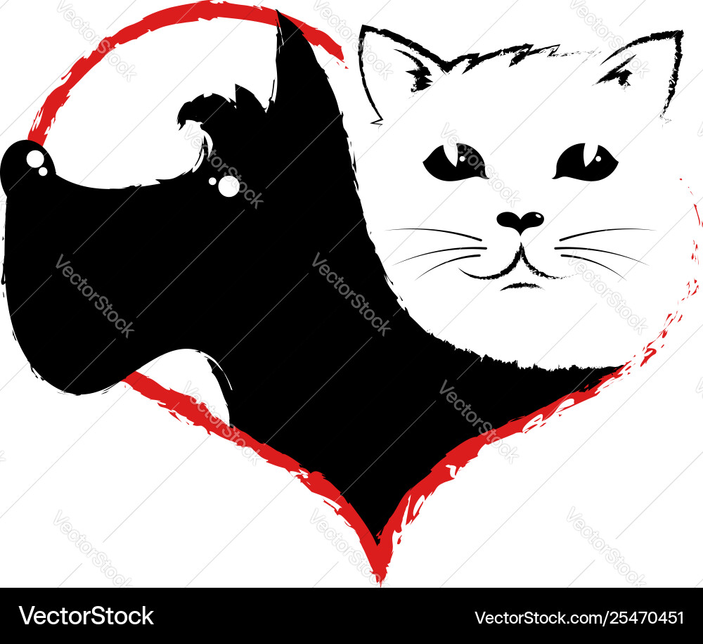 Dog and cat in heart Royalty Free Vector Image