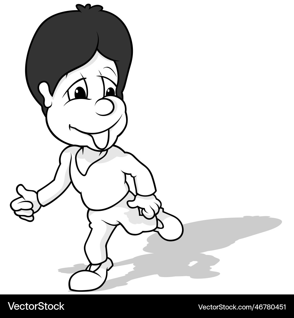 Drawing of a running boy Royalty Free Vector Image