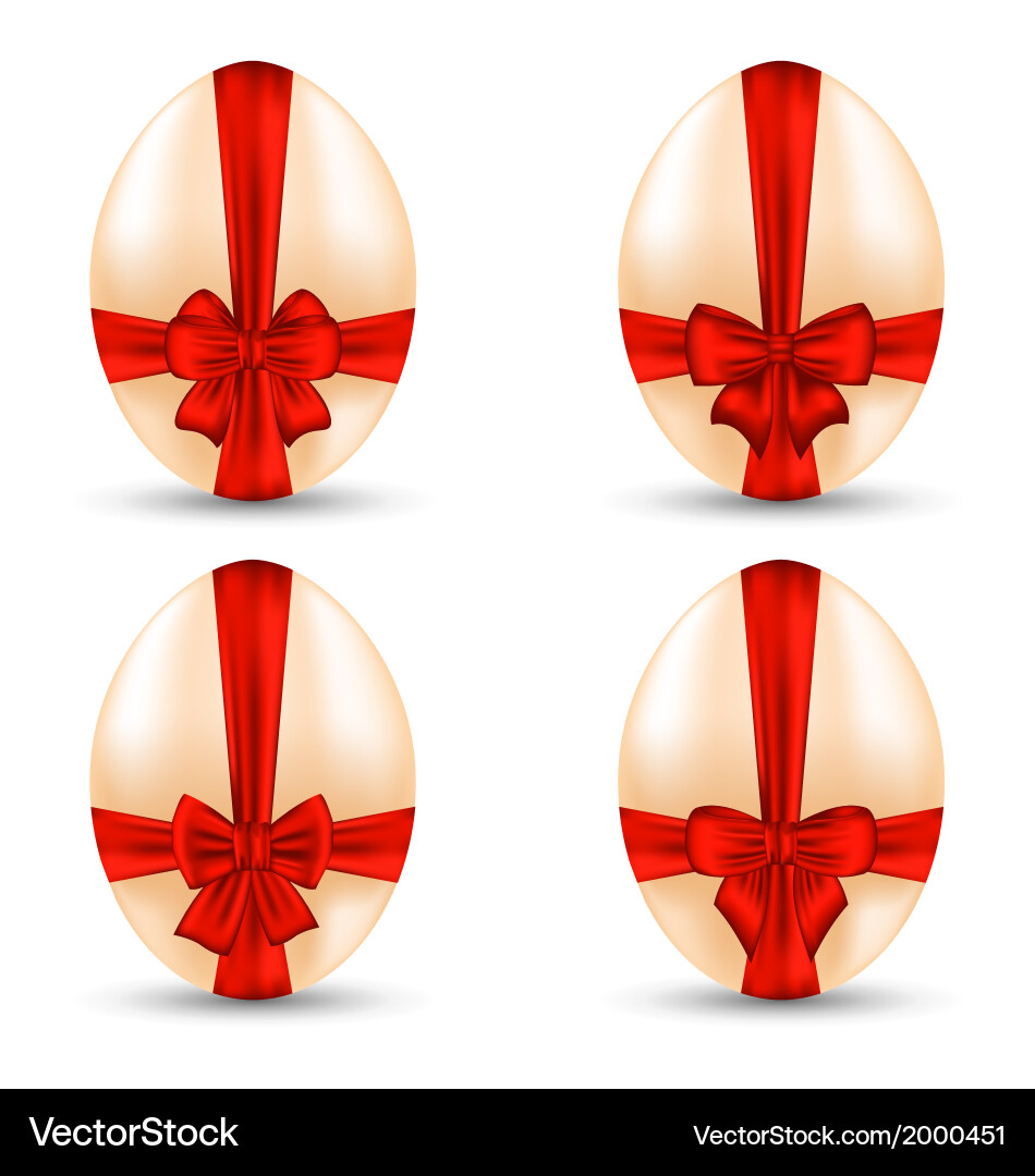 Easter set celebration egg wrapping red bow Vector Image