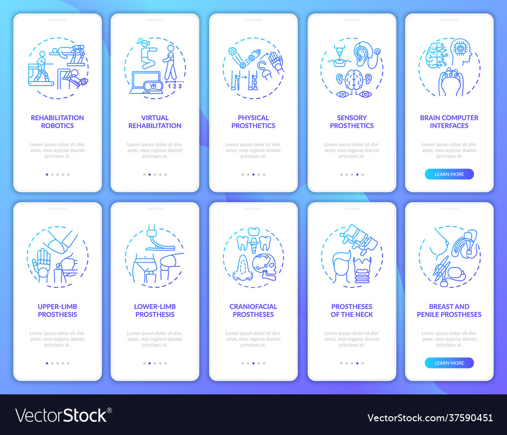 Implant rehabilitation onboarding mobile app page Vector Image