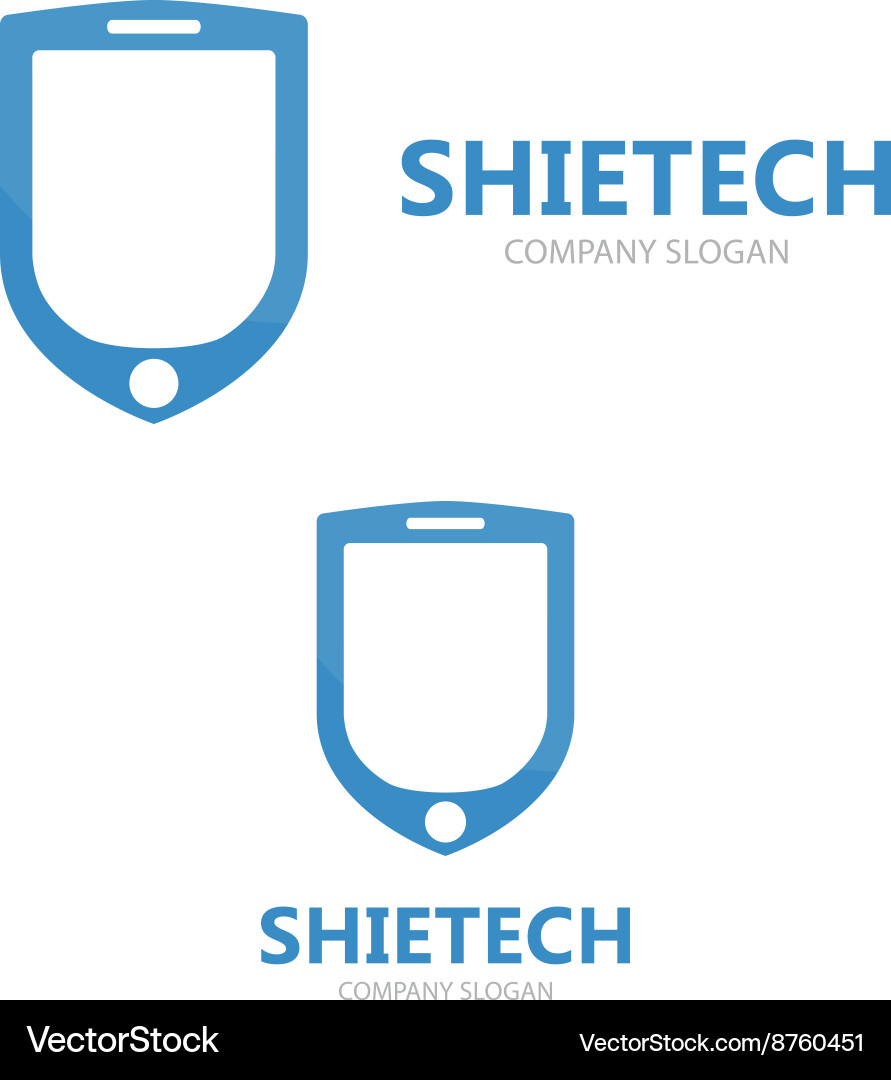Logo combination of a shield and phone Royalty Free Vector