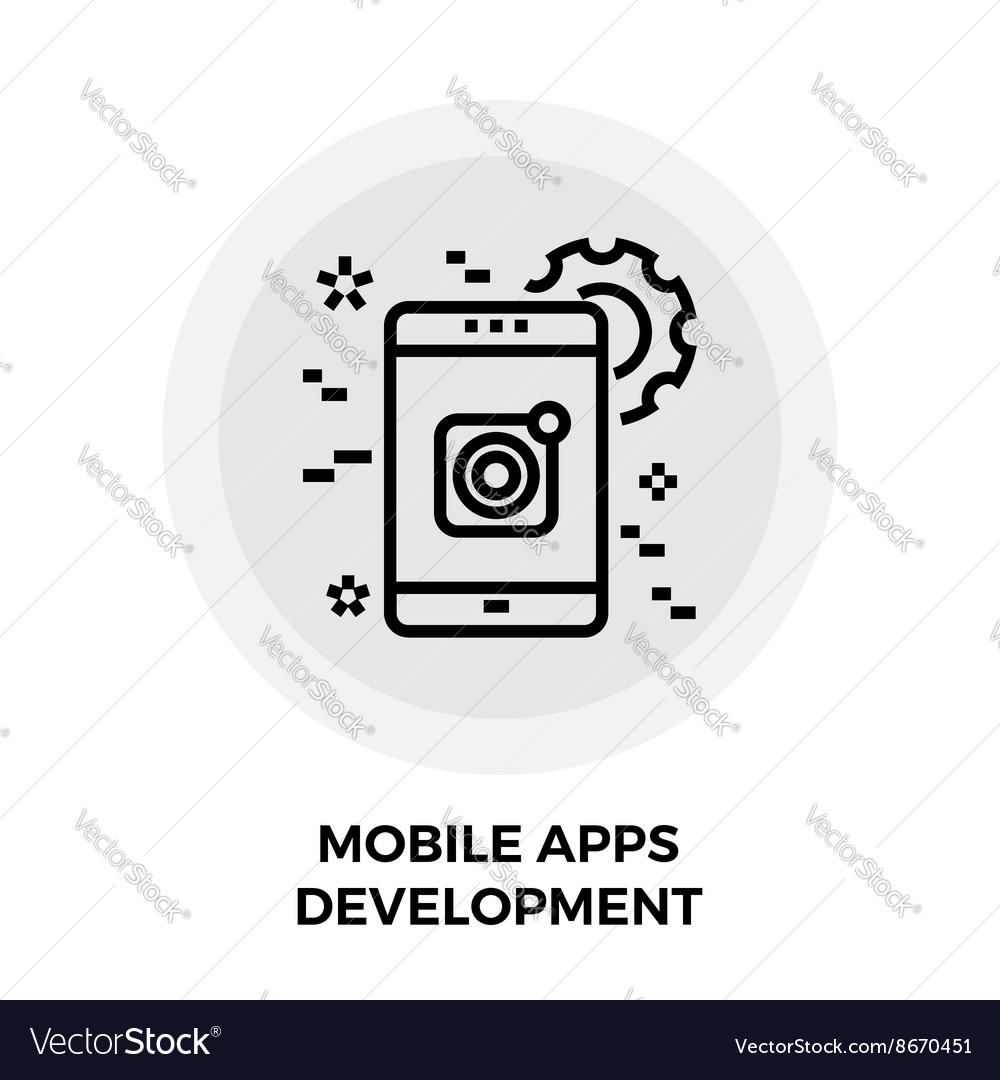 Mobile apps development line icon Royalty Free Vector Image