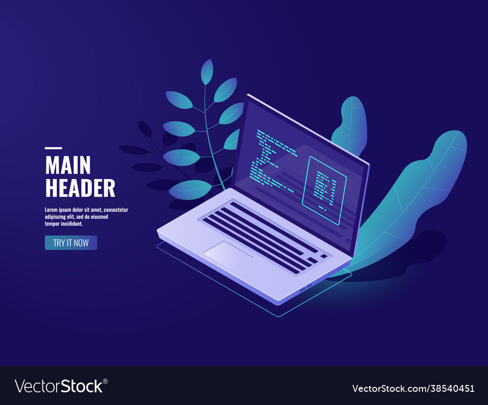 Programming software workplace office laptop Vector Image