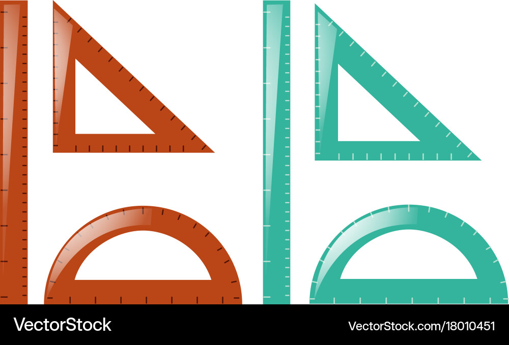 Rulers and triangles in brown blue Royalty Free Vector Image