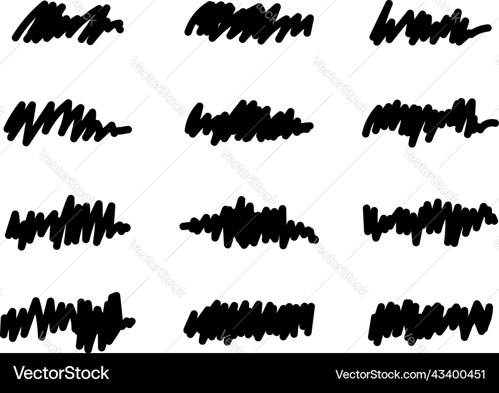 Set of black color handdrawing scribble line Vector Image