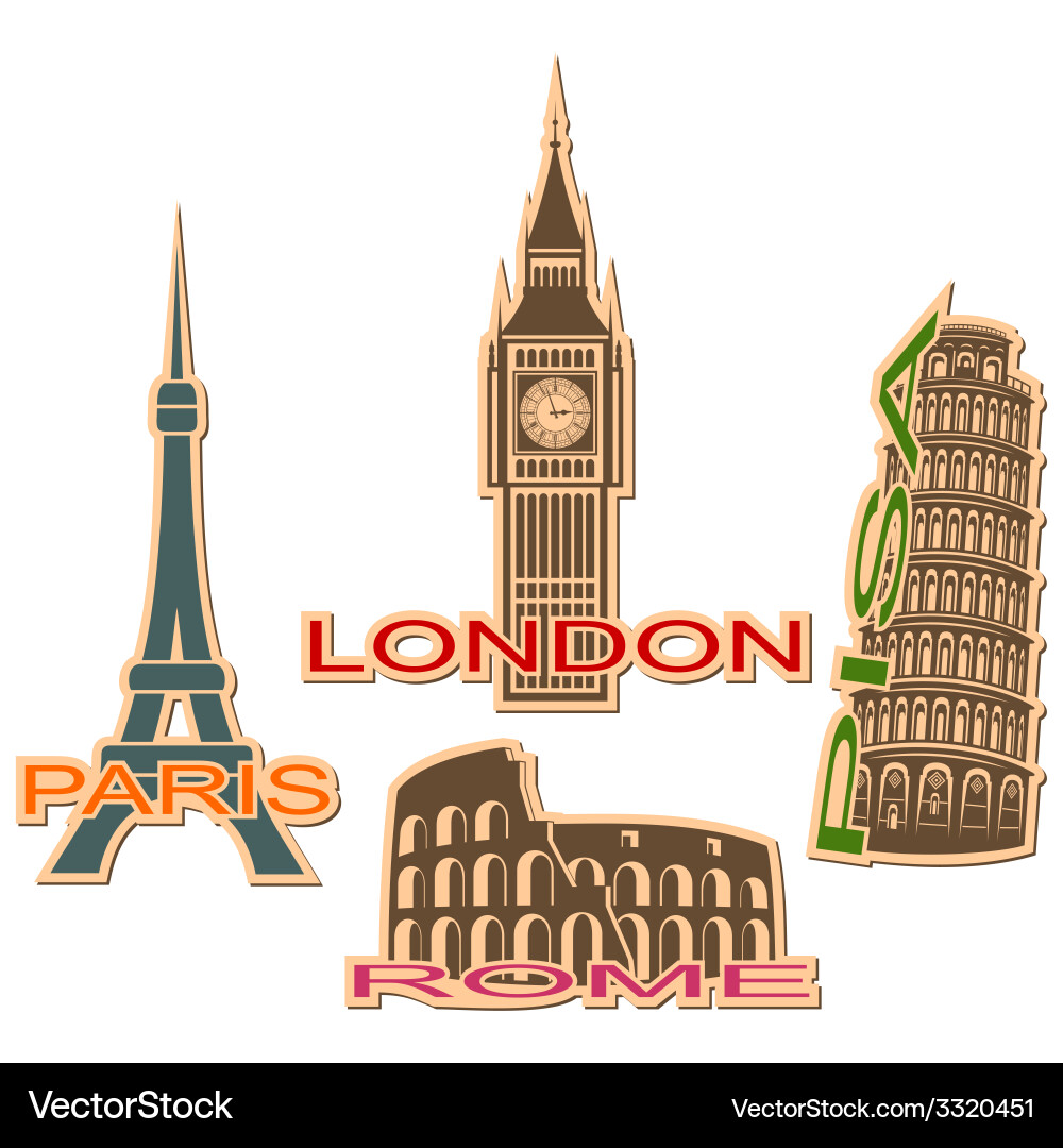 Set of cities symbols Royalty Free Vector Image