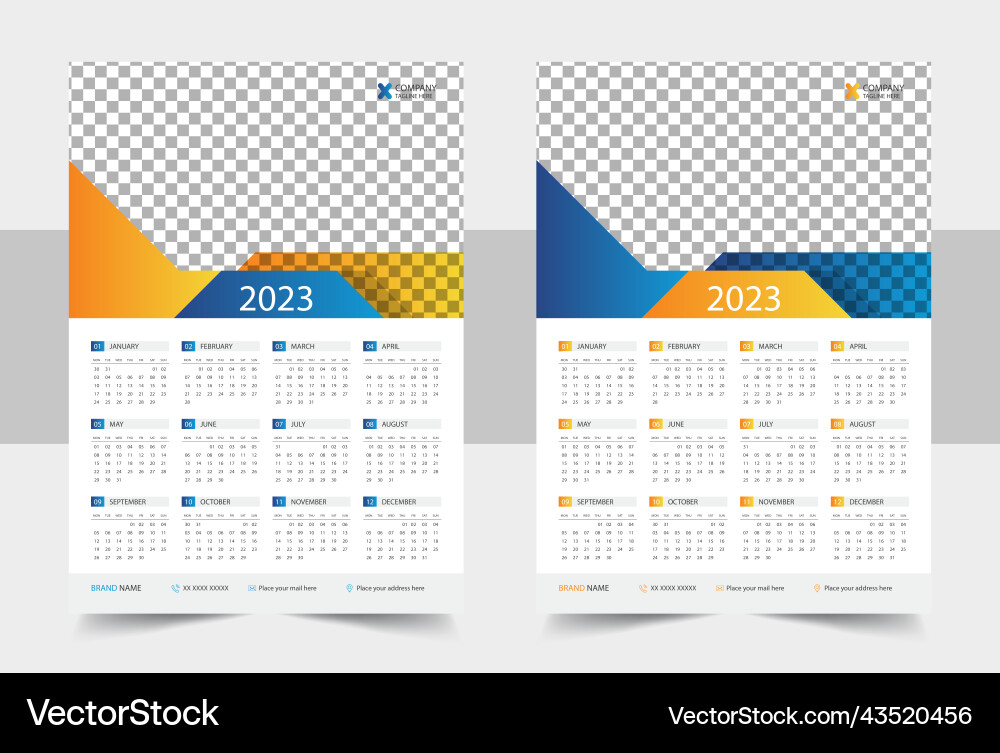 2023 calendar planner template design Royalty Free Vector