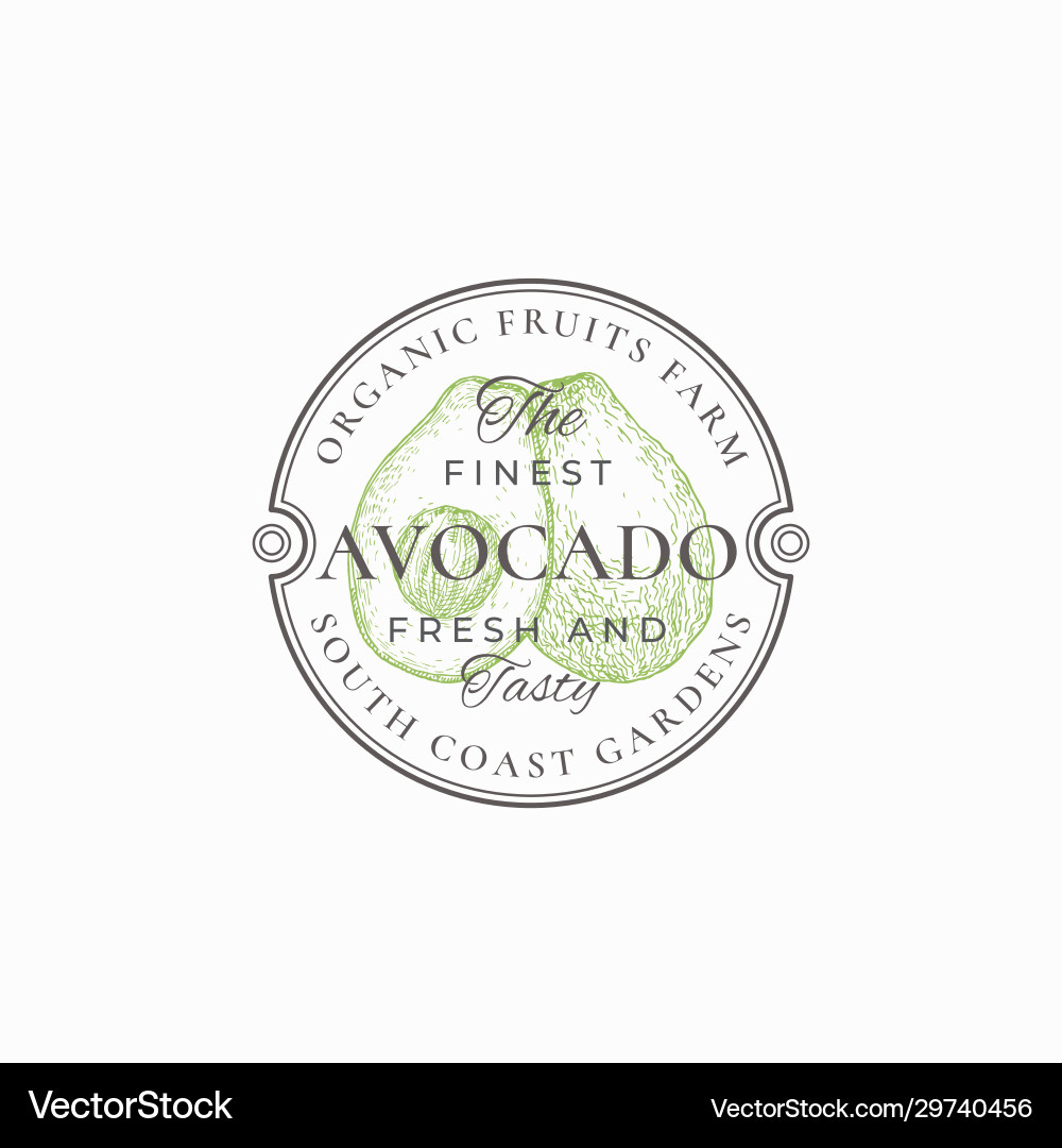 Avocado farm round frame badge or logo template Vector Image