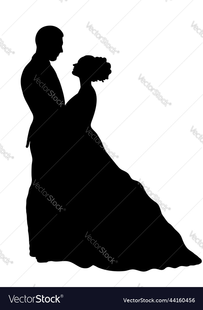 Bride And Groom Silhouette Icon Contour Royalty Free Vector
