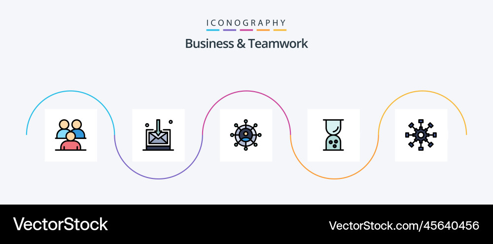 Business and teamwork line filled flat 5 icon Vector Image