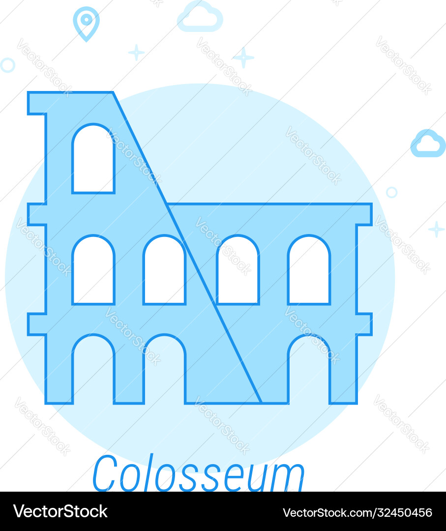 Colosseum rome italy flat icon light blue Vector Image