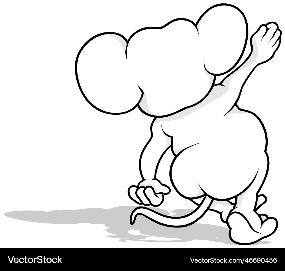 Drawing of a cute mouse from the back Royalty Free Vector