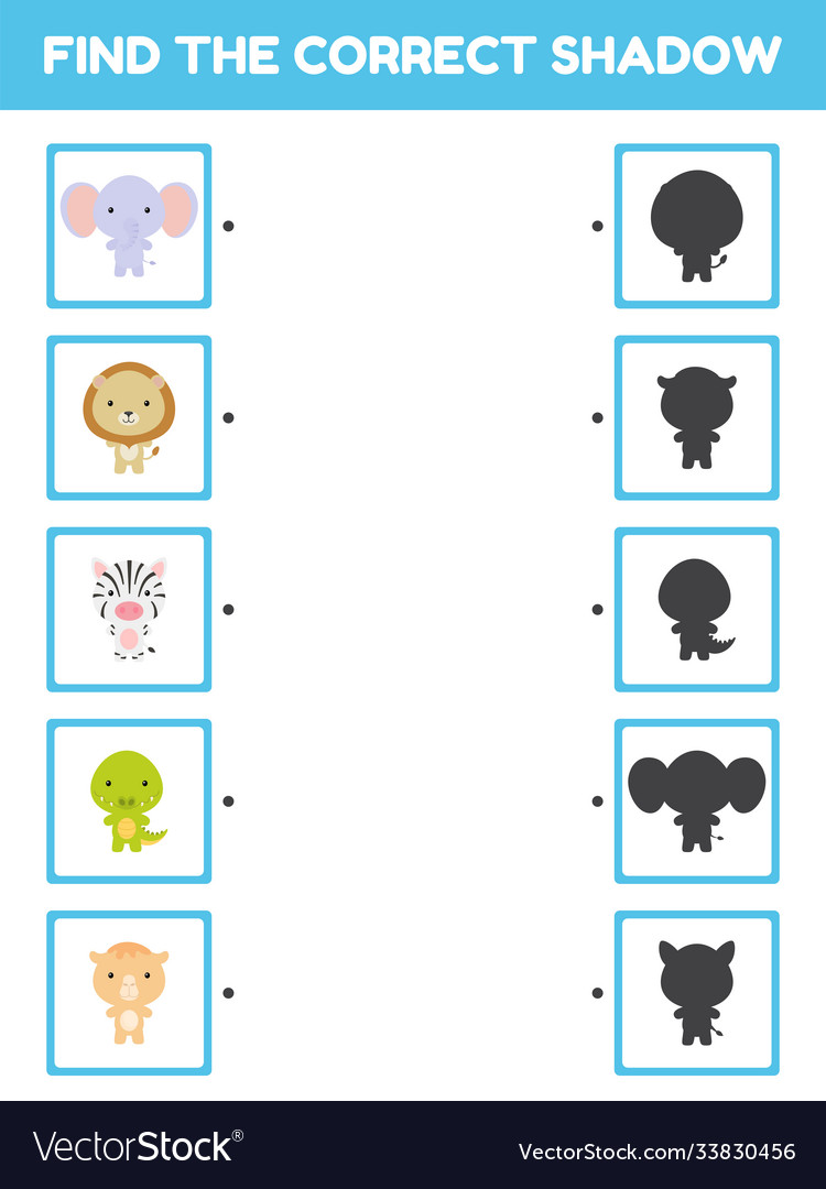 Game template find correct shadow matching Vector Image