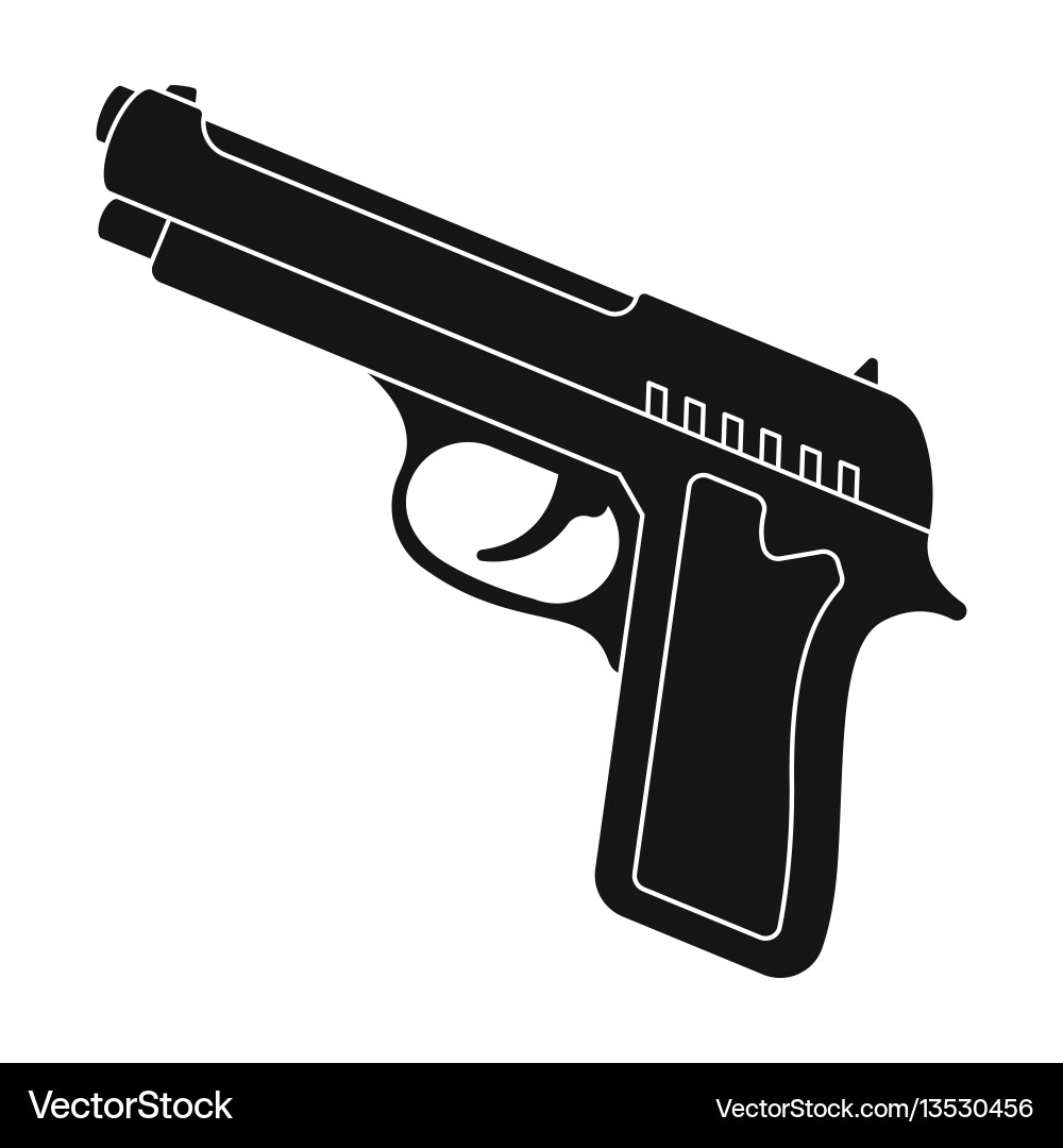 Handgun icon in black style isolated on white Vector Image