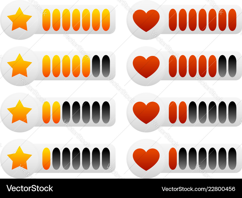 Heart and star rating set Royalty Free Vector Image